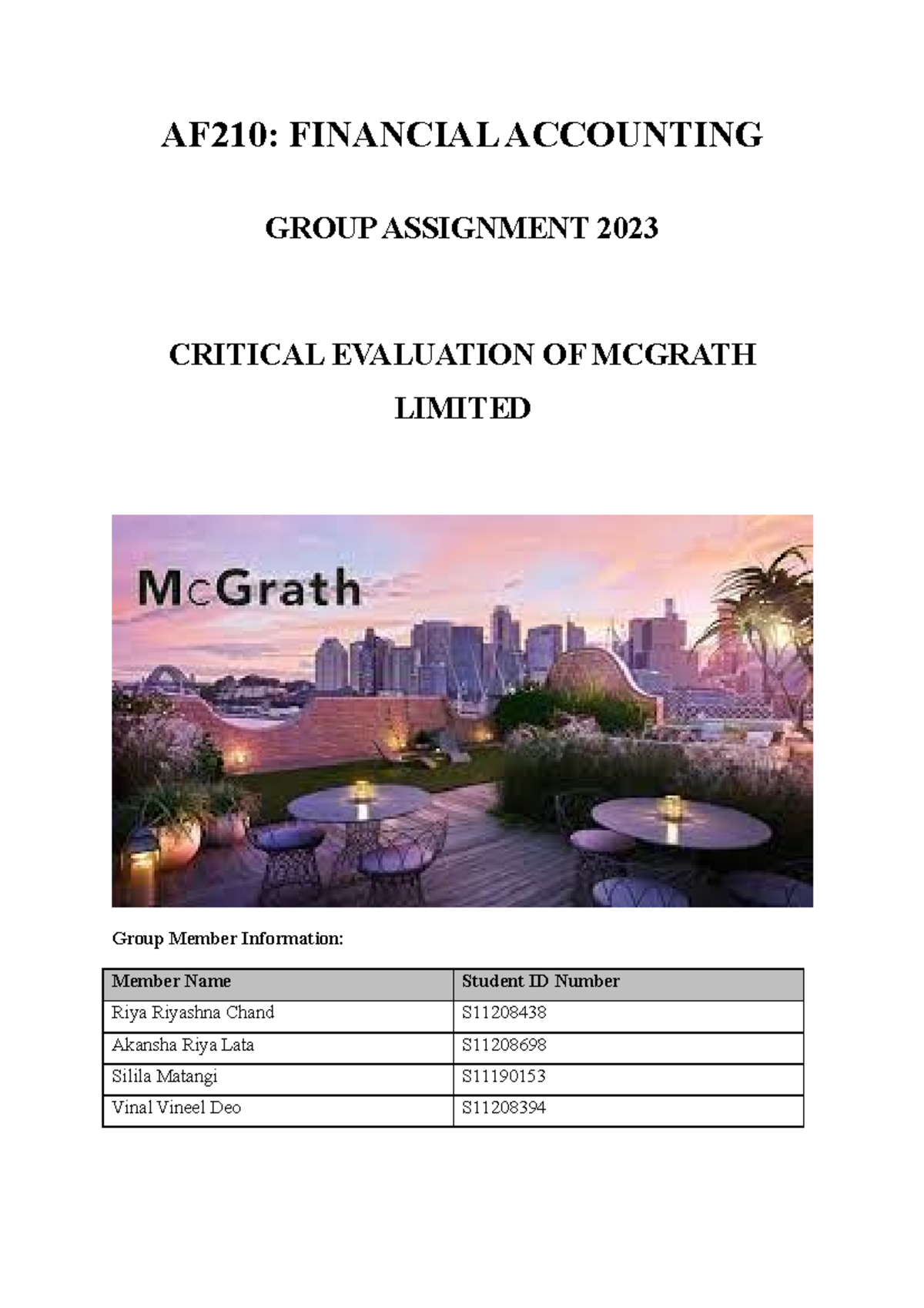 AF210 Group Assignment Write UP - AF210: FINANCIAL ACCOUNTING GROUP ...