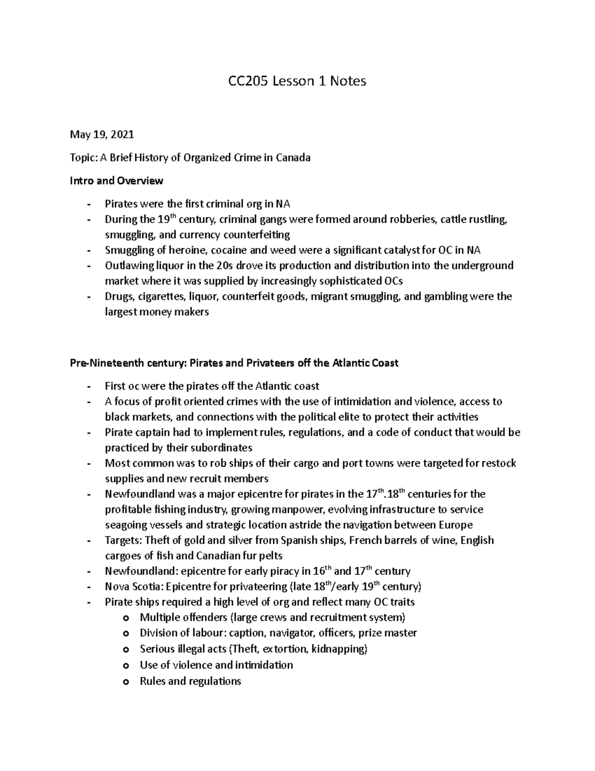 Chapter 1 Notes - CC205 Lesson 1 Notes May 19, 2021 Topic: A Brief ...