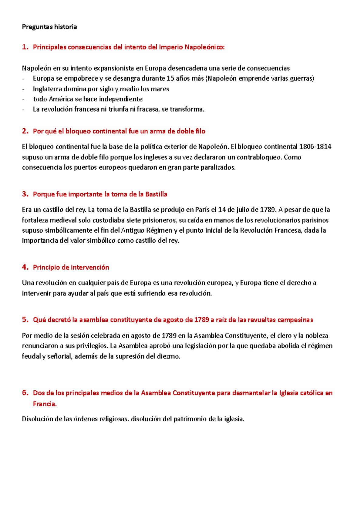Final HIST PREG Claves - preguntas - Preguntas historia 1. Principales consecuencias del intento ...