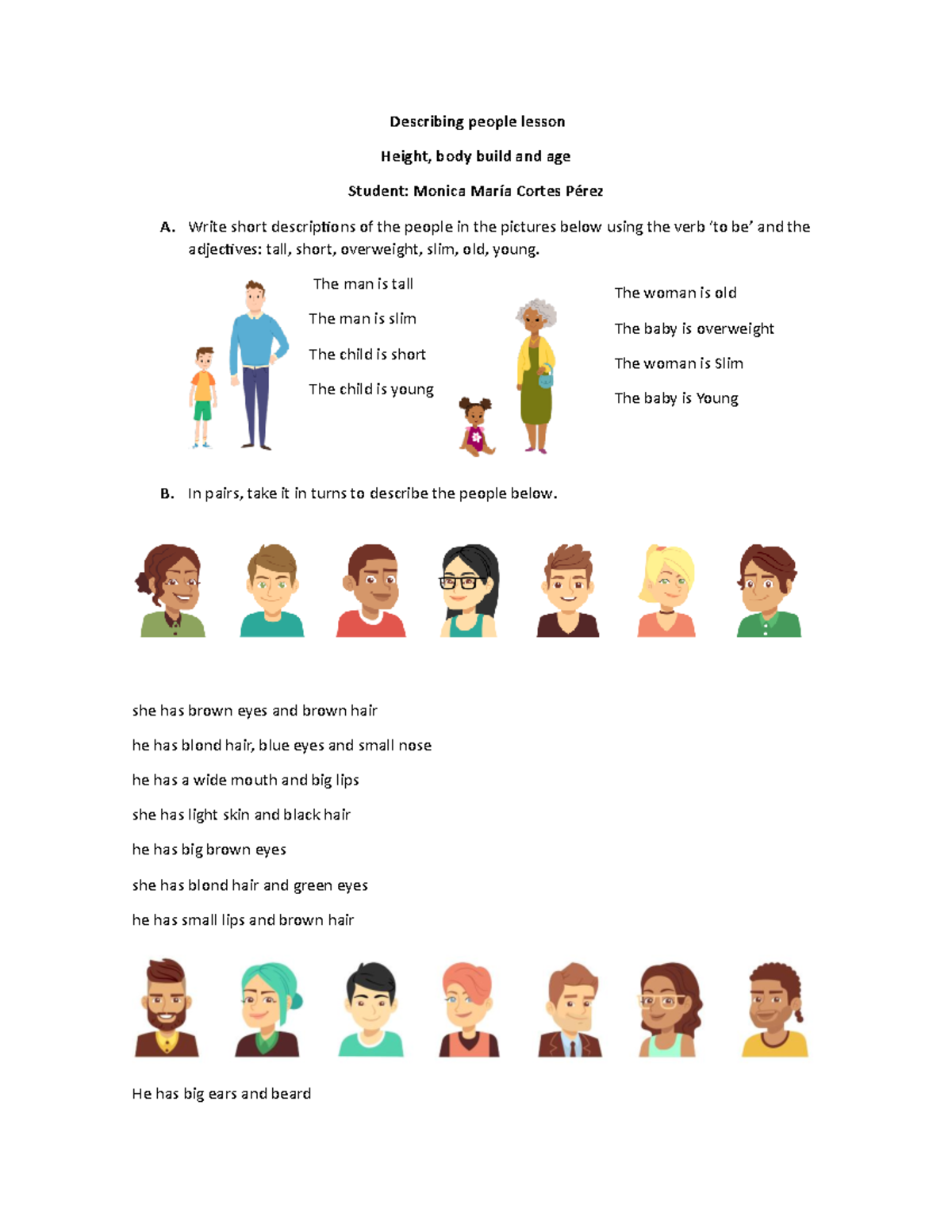 Describing people monica - Describing people lesson Height, body build ...