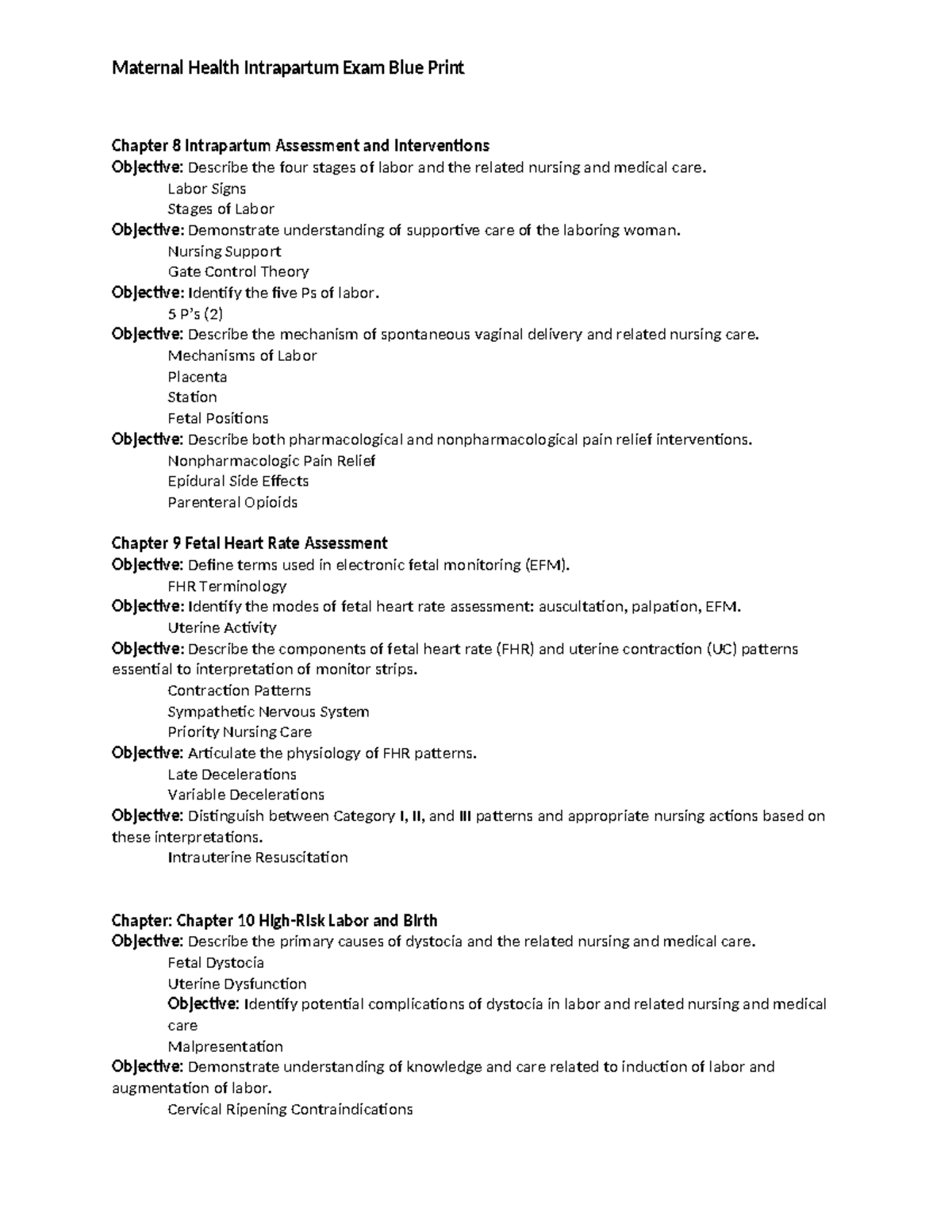 Maternal Newborn Exam Intrapartum Blueprint - Tagged - Maternal Health ...