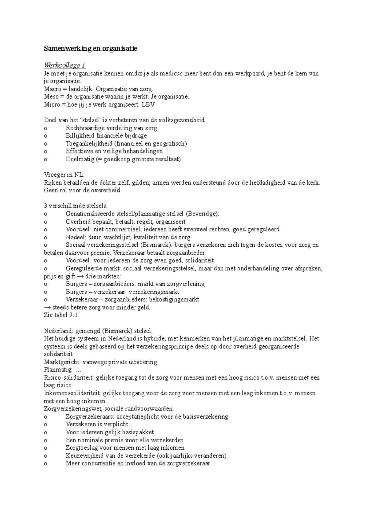 OS-1 colleges - College-aantekening 1,2,3 - Samenwerking en organisatie ...