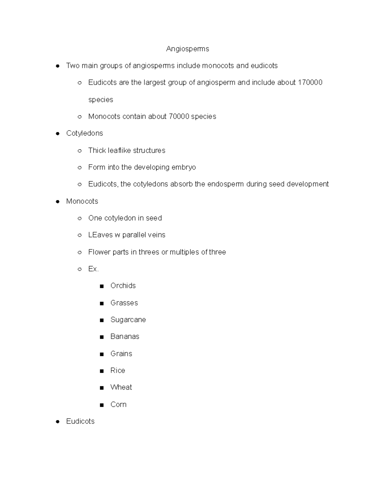 Angiosperms - Notes over the Lab Simulation for the McGraw Hill Connect ...
