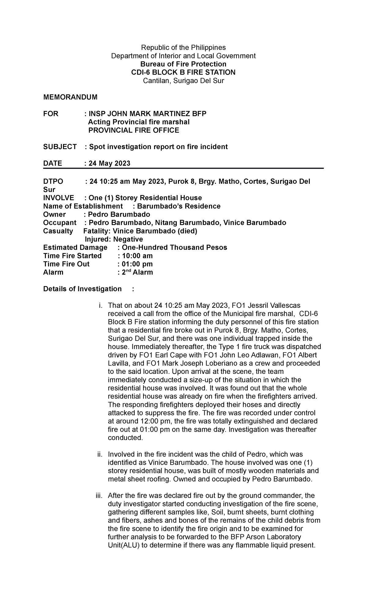 CDI - 6 Spot Report - this is for references of future students ...