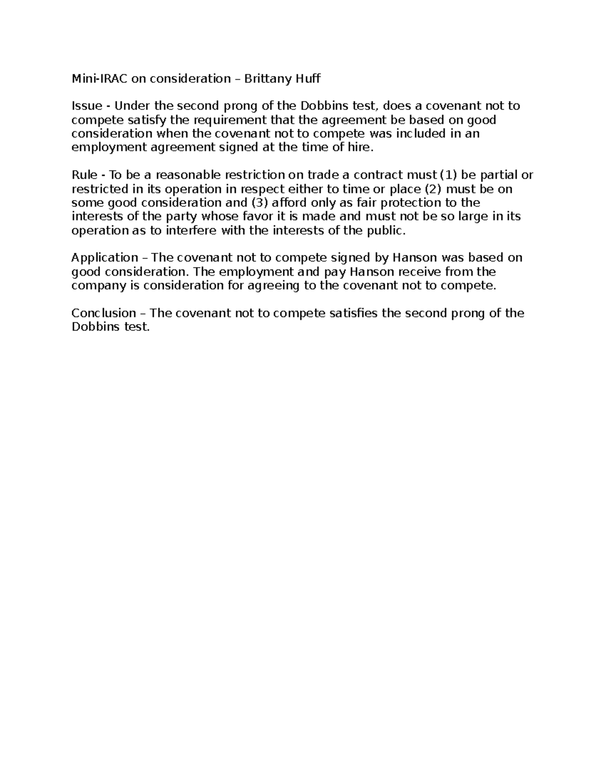 Mini-IRAC on consideration - Rule - To be a reasonable restriction on ...
