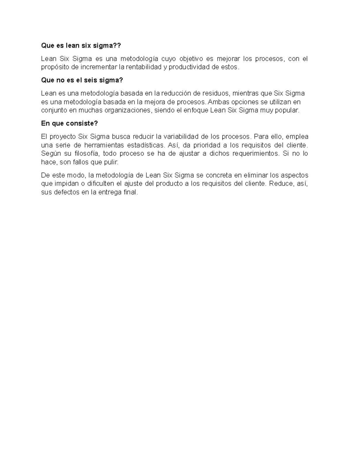Que es lean six sigma - Guillermo Batres - Que es lean six sigma?? Lean ...