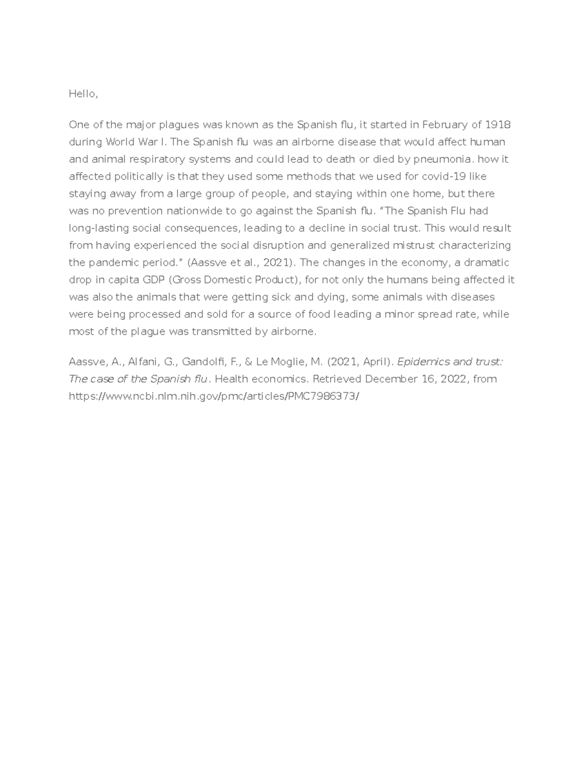 Hiss-110 Topic 1 DQ 2 - Examples use only - Hello, One of the major ...