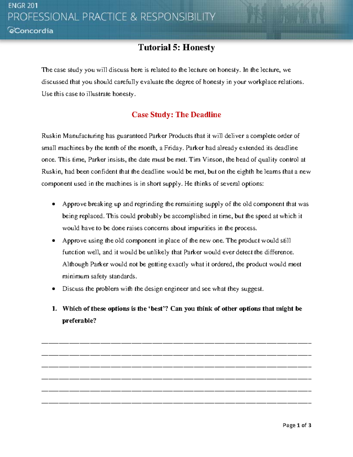 Case Study: Honesty in Workplace Relations - Studocu