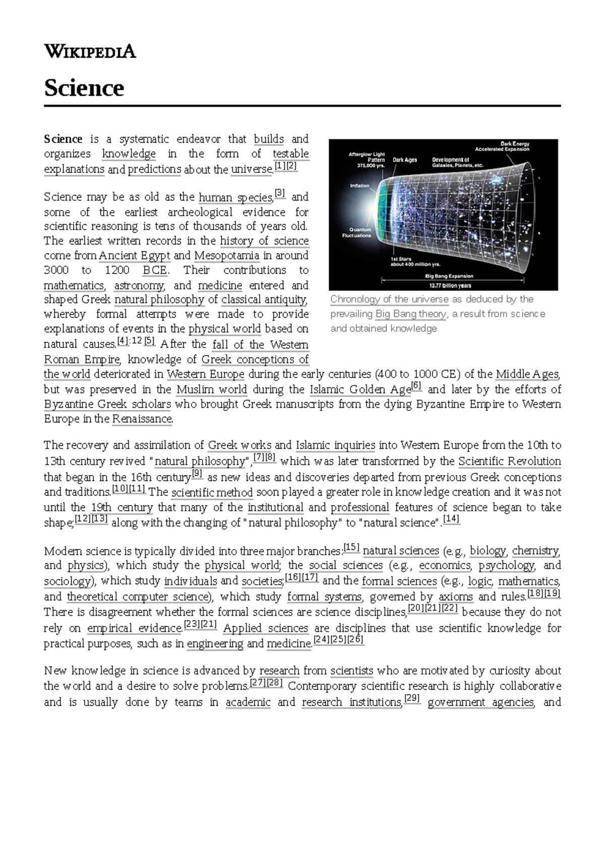 Science - NNwjnfndnjnsdvnj - Chronology of the universe as deduced by ...
