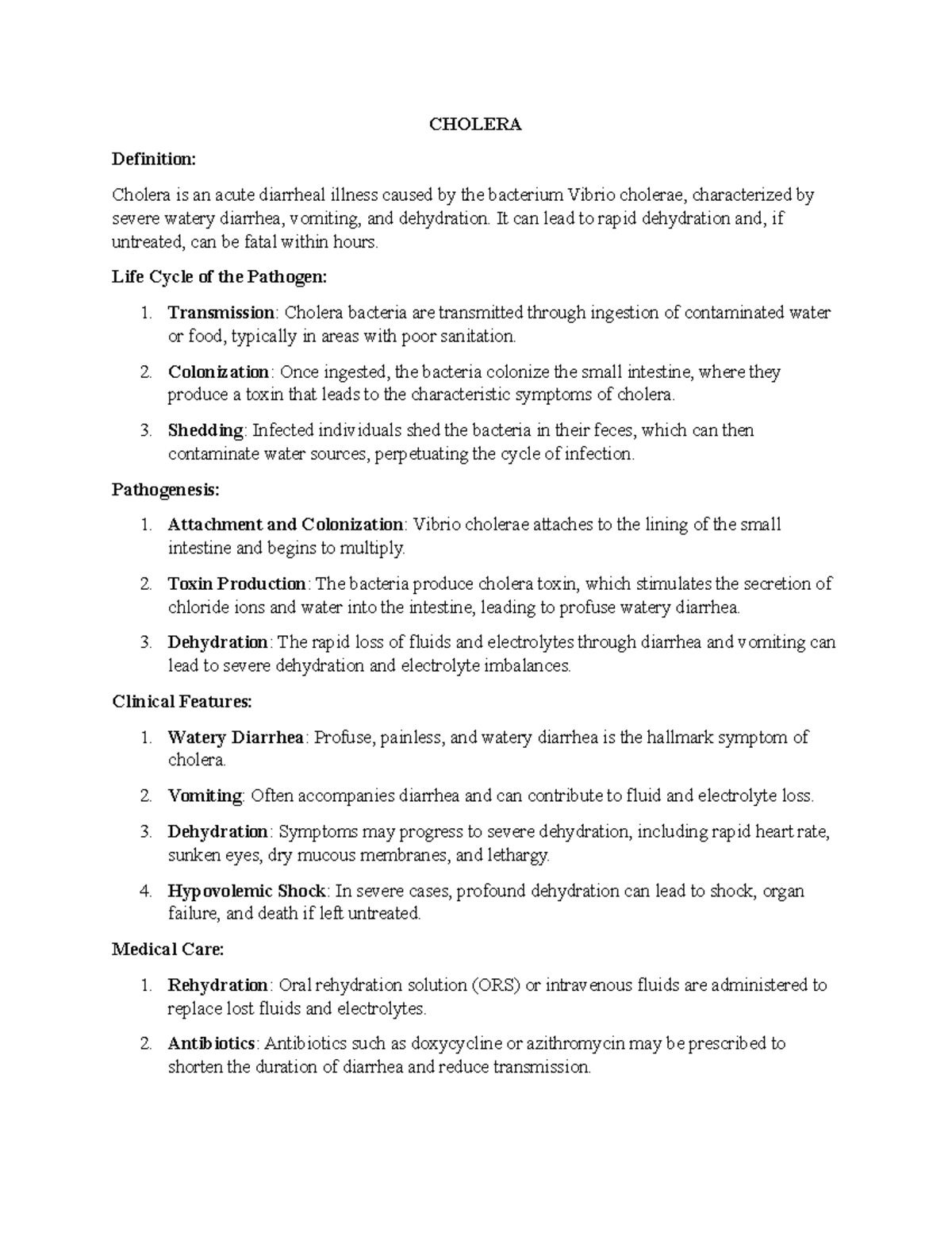 Cholera - GIT - CHOLERA Definition: Cholera is an acute diarrheal ...