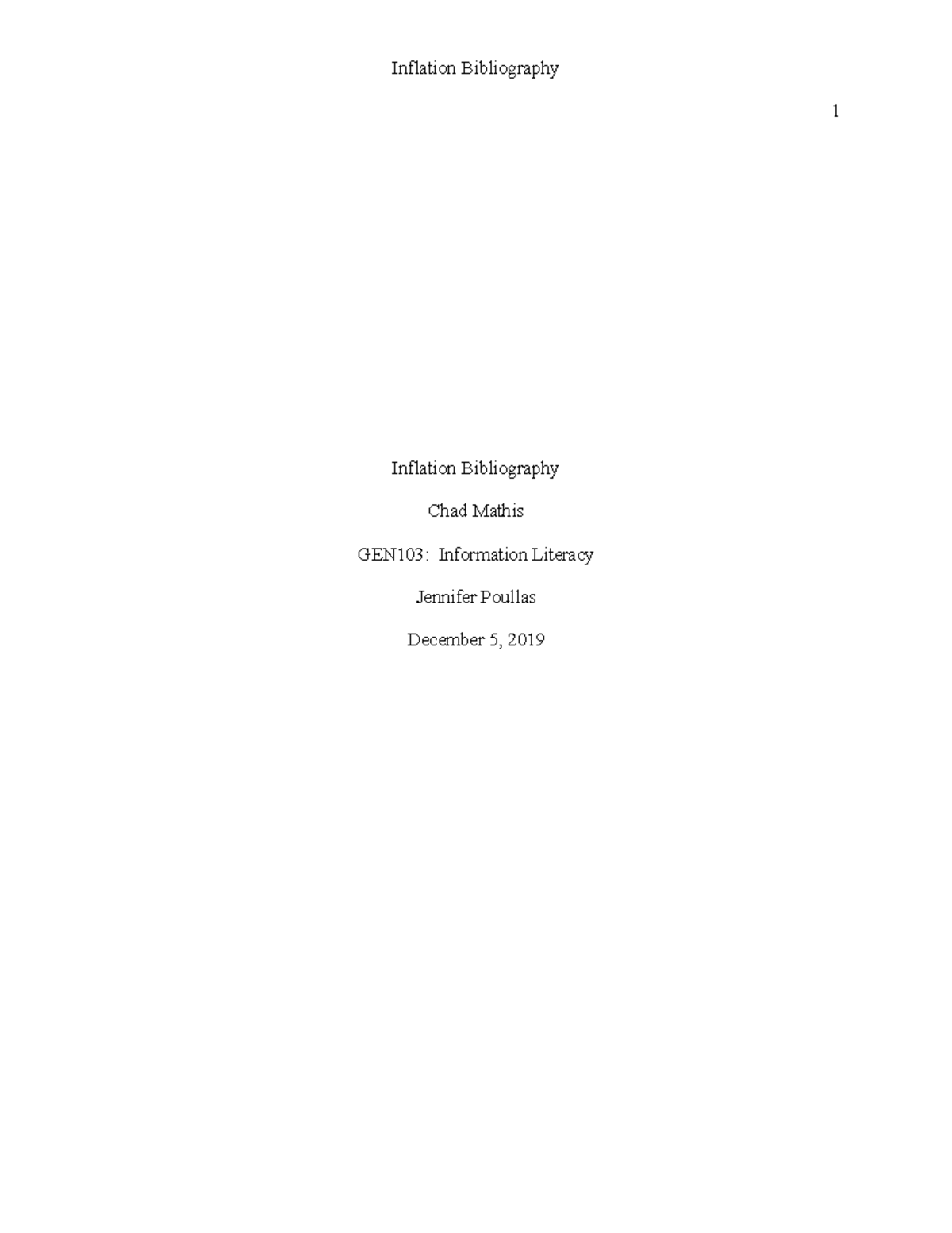 Week 3 Assignment (Annotated bibliography) - 1 Inflation Bibliography ...