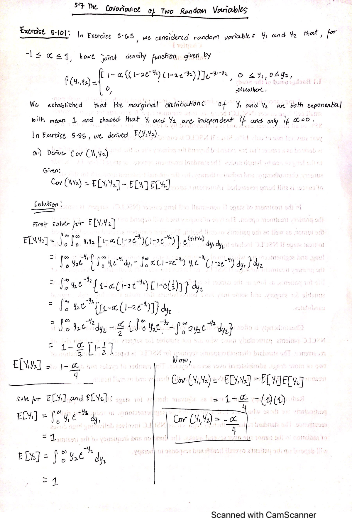 Exercise 5101 A 57 The Covariance Of Two Random Variables Applied Multivariate Analysis