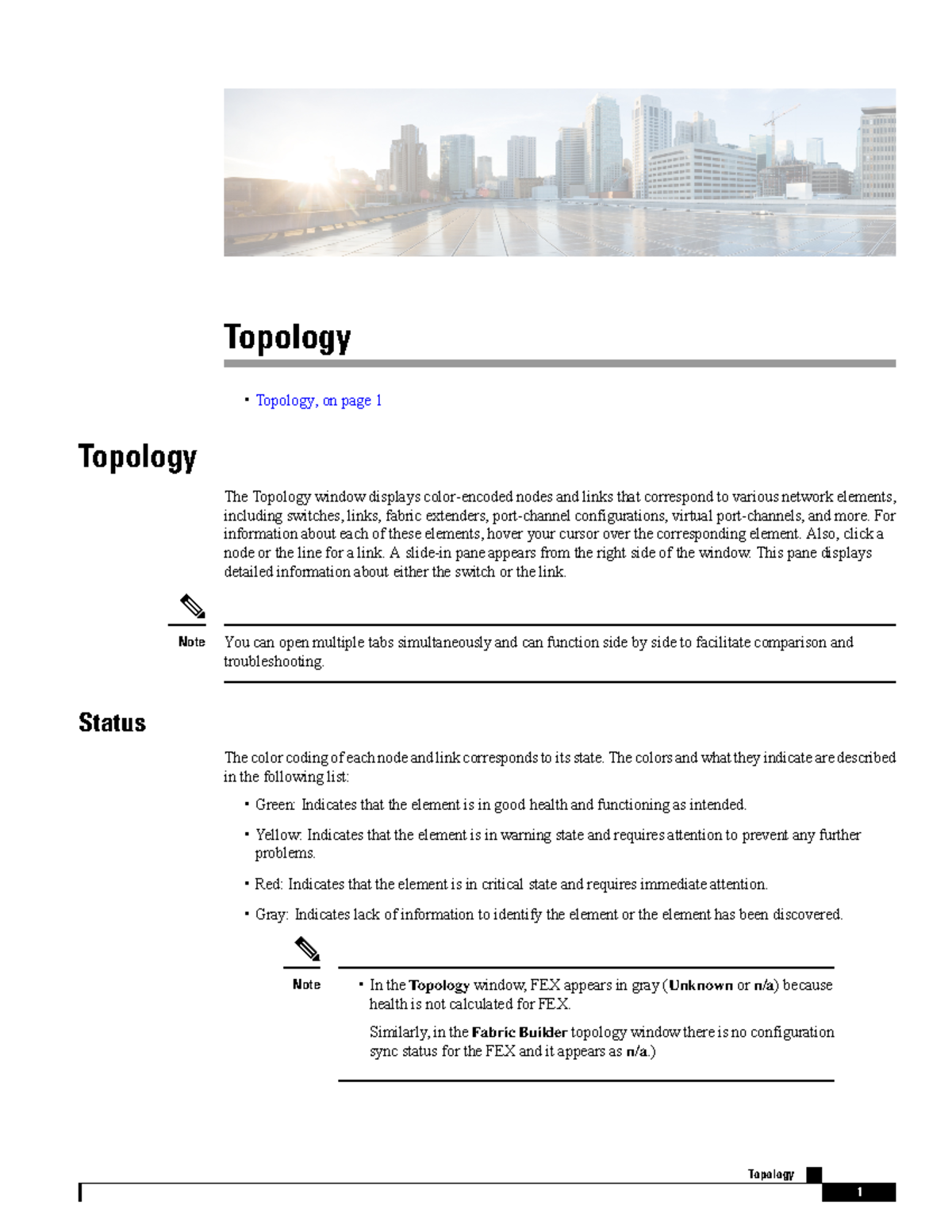 Cisco - Topology, on page 1 Topology The Topology window displays color ...