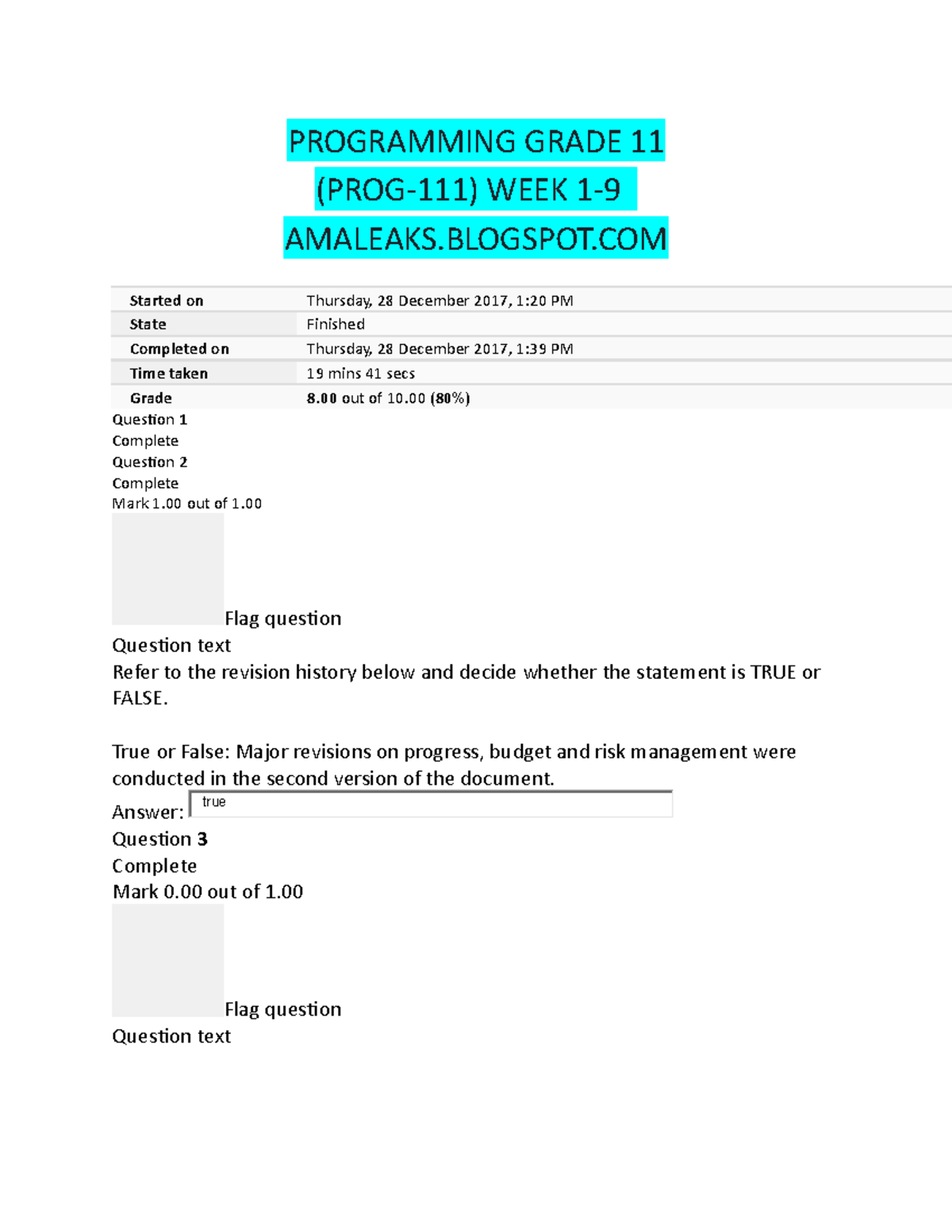 Amaleaks Blogspot Com Programming Prog 111 Grade 11 Week 1 9