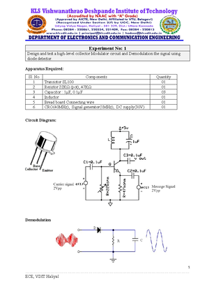 BECL404 -Manual - Communication Laboratory - Expt. Title of Experiments Page No. 1 Design and ...