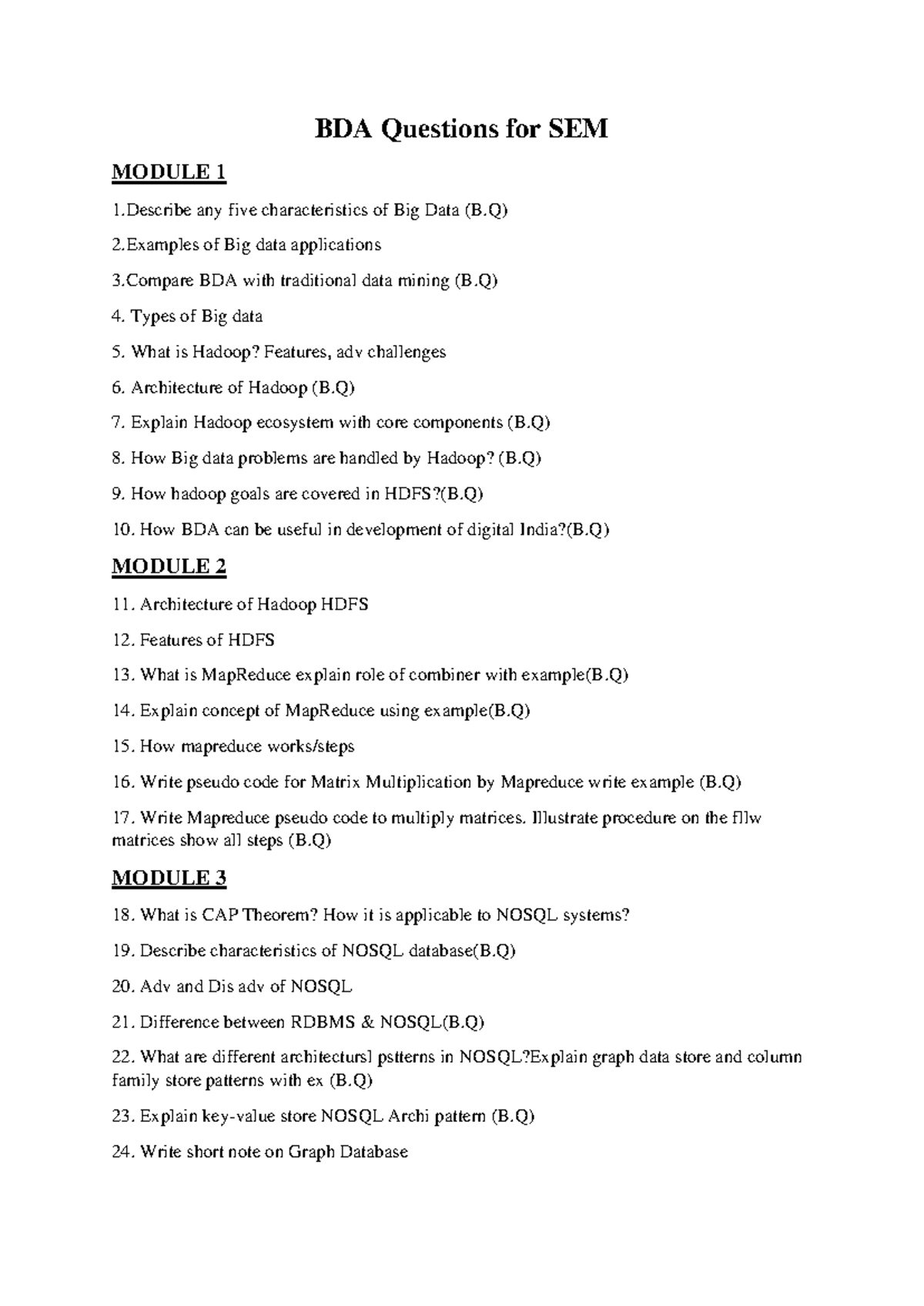 BDA Questions for SEM - BDA Questions for SEM MODULE 1 1 any five ...