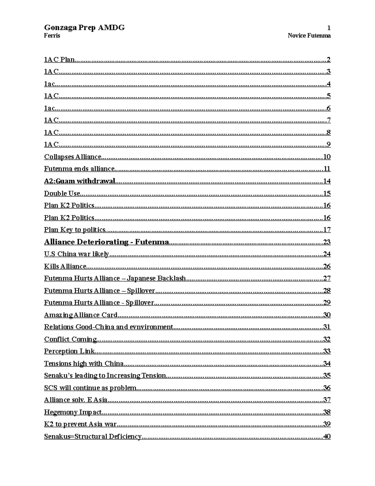 Novice 1AC - Case - Ferris Novice Futenma 1AC Plan 1AC 1ac 1AC 1ac 1AC ...