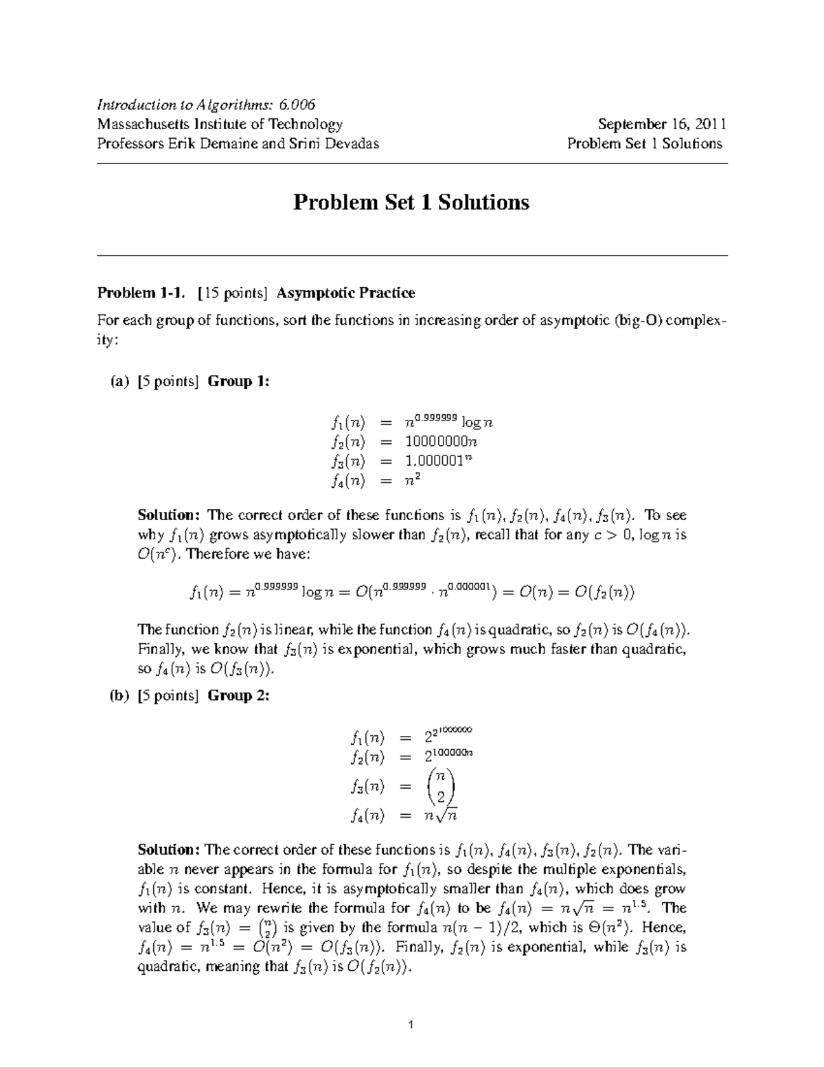 MIT6 006F11 ps1 sol - Pset - Introduction to Algorithms: 6 ...