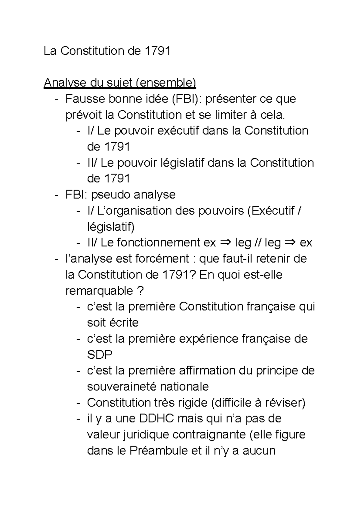 Constit 1791 plan TD 5 - fbdfdbsdf - La Constitution de 1791 Analyse du ...