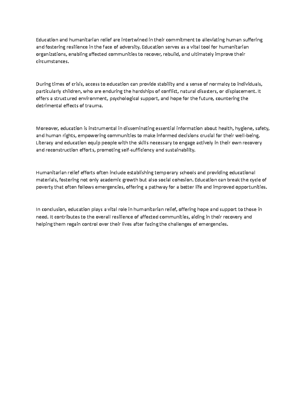 Education and humanitarian relief are intertwined in their commitment ...