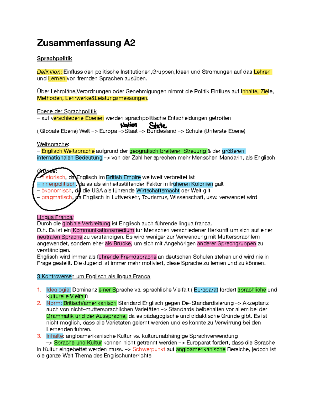 A2 - Zusammenfassung, Introduction to the Teaching of English Thaler ...