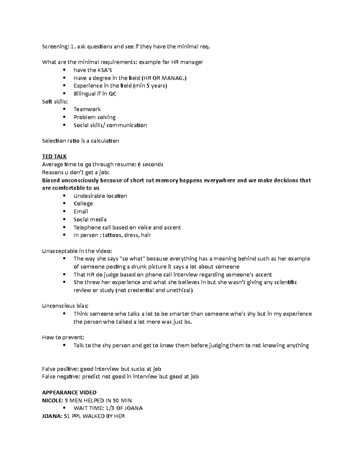 Chapter 7 - lecture notes ch7 - Screening: 1. ask questions and see if ...