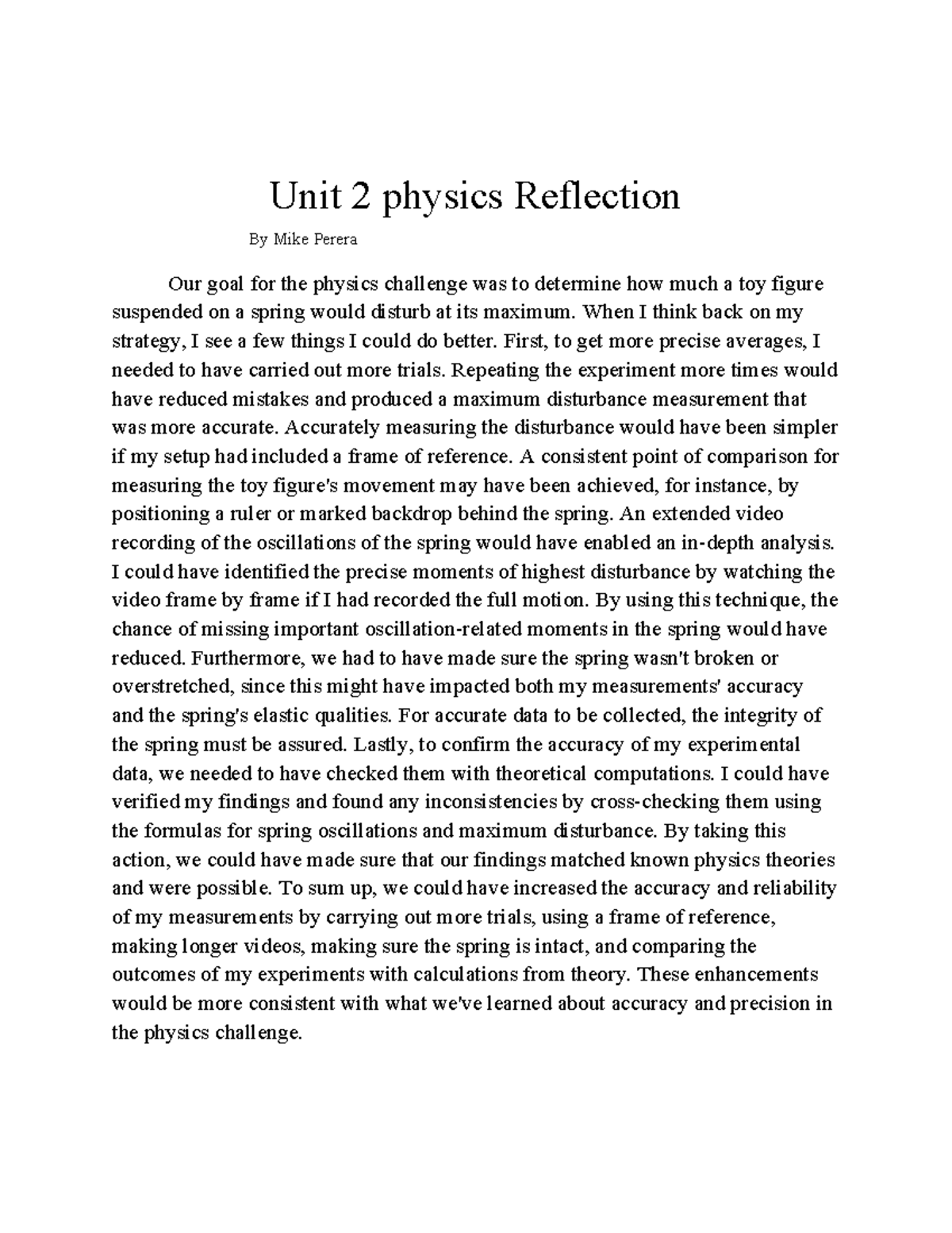 Untitled document - asdfa - Unit 2 physics Reflection By Mike Perera ...
