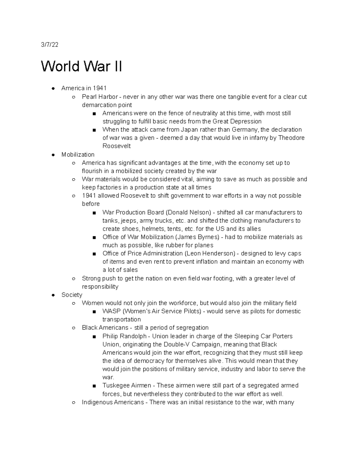 World War II (Society), America in 1941, Mobilization, Society - 3/7 ...