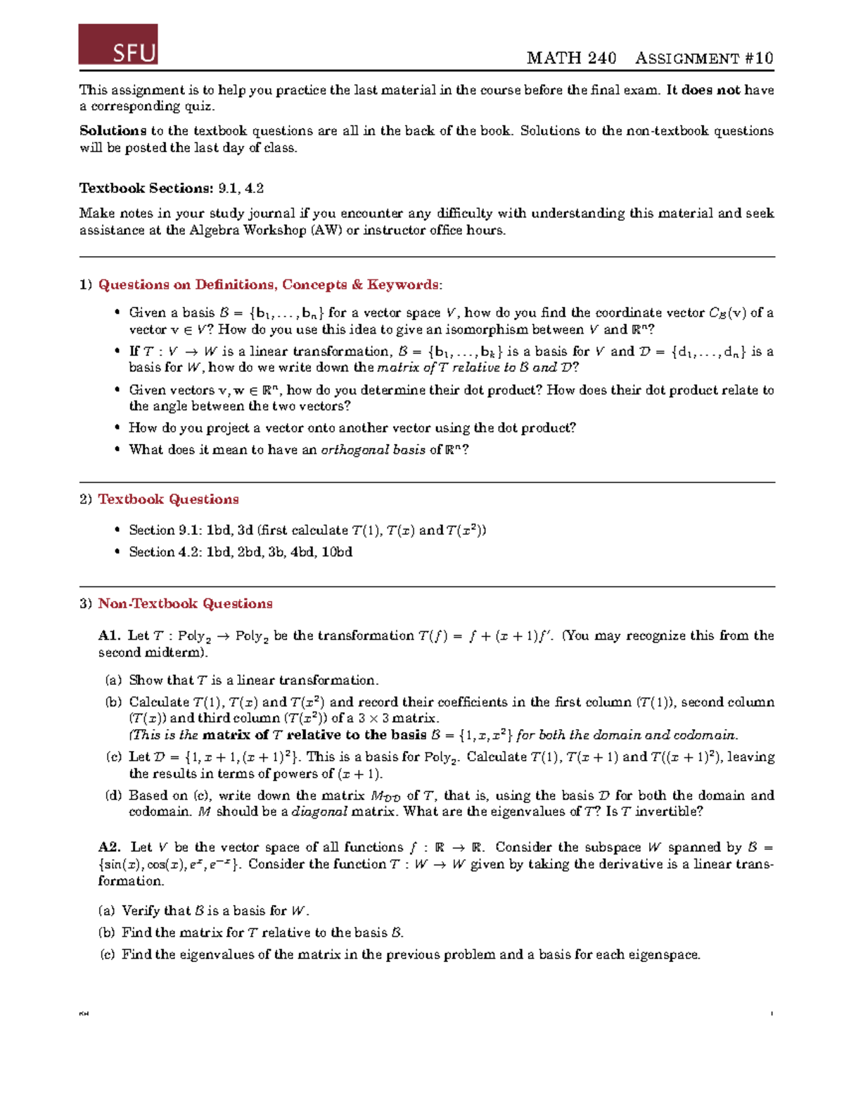 240a last - Final HW - MATH 240 ASSIGNMENT This assignment is to help ...