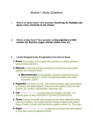 C190.v3 module 6 study questions - Module 6 Study Questions 1. Compare and contrast RNA and DNA ...