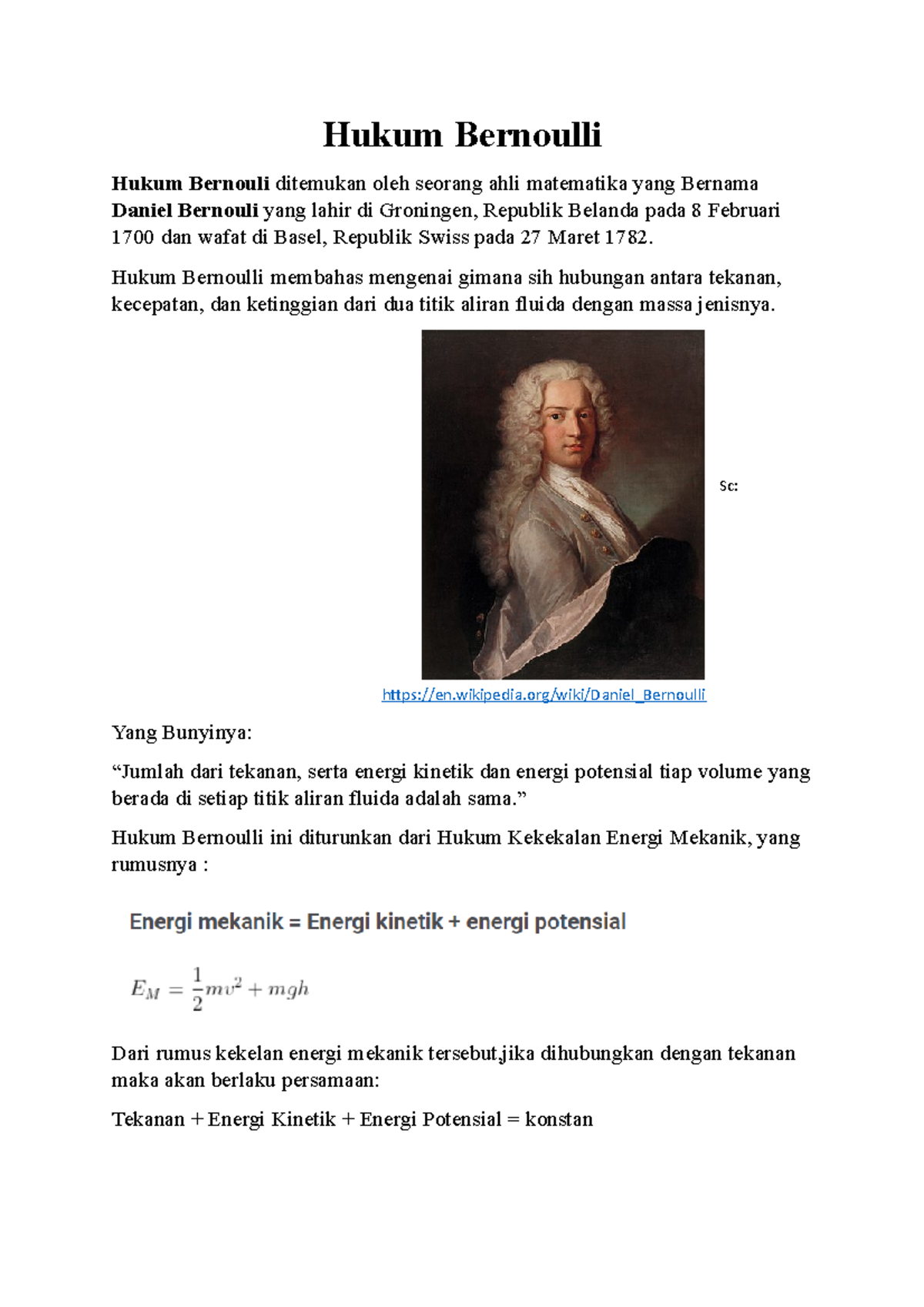 Hukum Bernoulli - Hukum Bernoulli Hukum Bernouli ditemukan oleh seorang ...