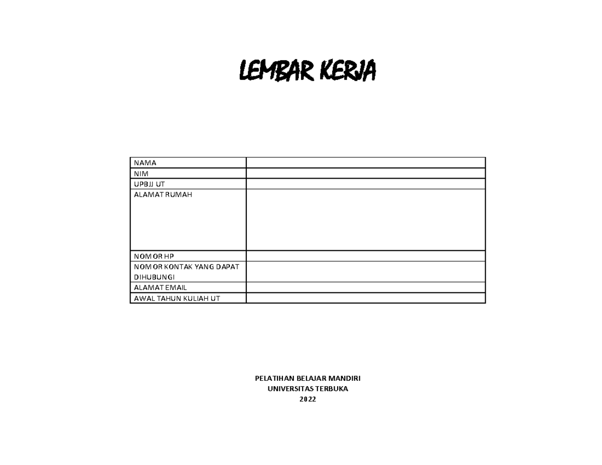 Lembar Kerja Untuk Latihan Mahasiswa - LEMBAR KERJA PELATIHAN BELAJAR ...