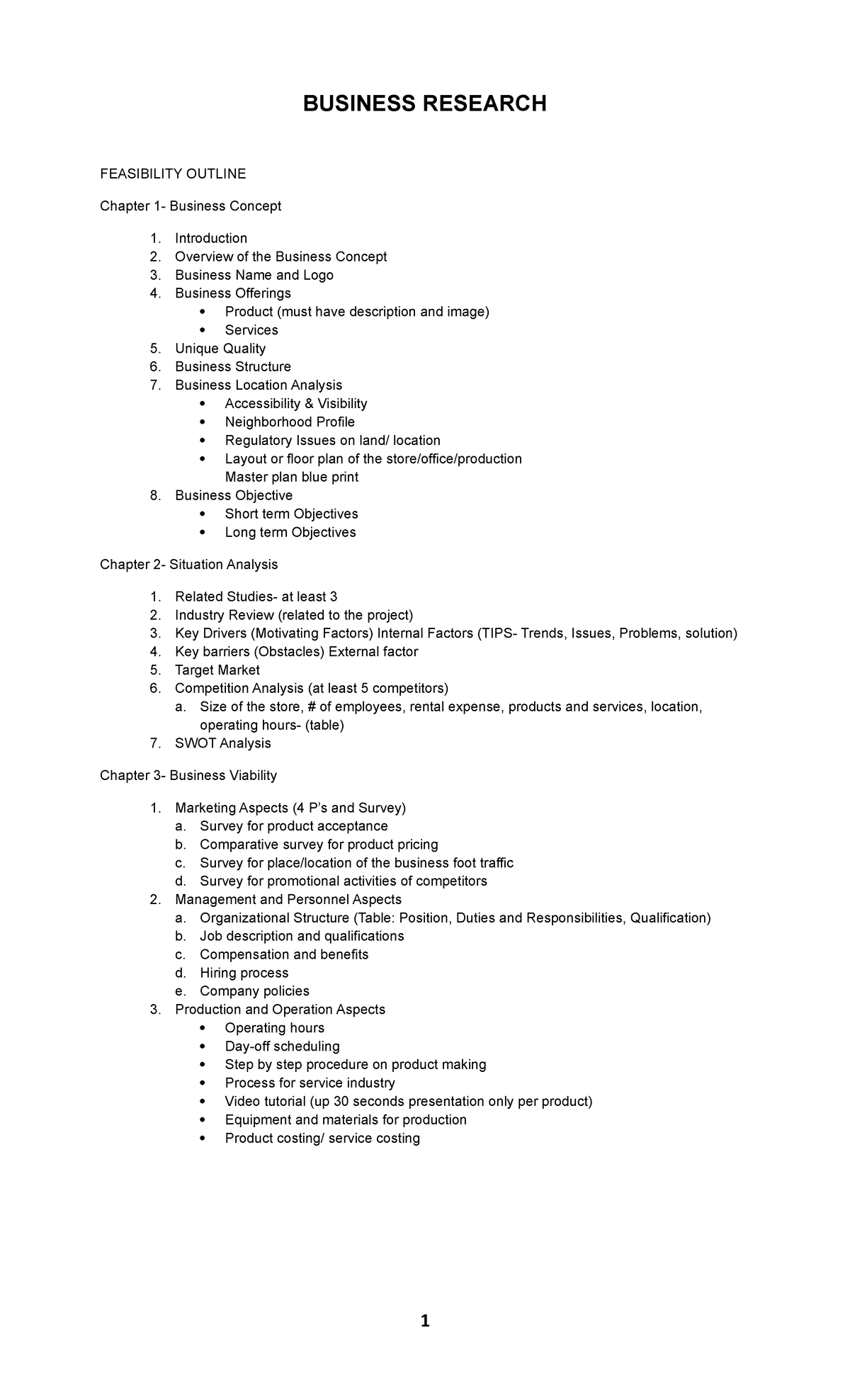 THC310- Feasib - modules - BUSINESS RESEARCH FEASIBILITY OUTLINE ...