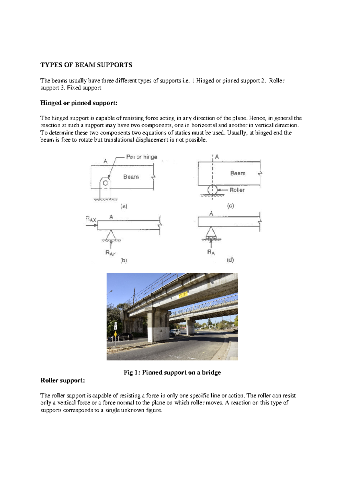 Types OF BEAM Support (all) - TYPES OF BEAM SUPPORTS The beams usually ...