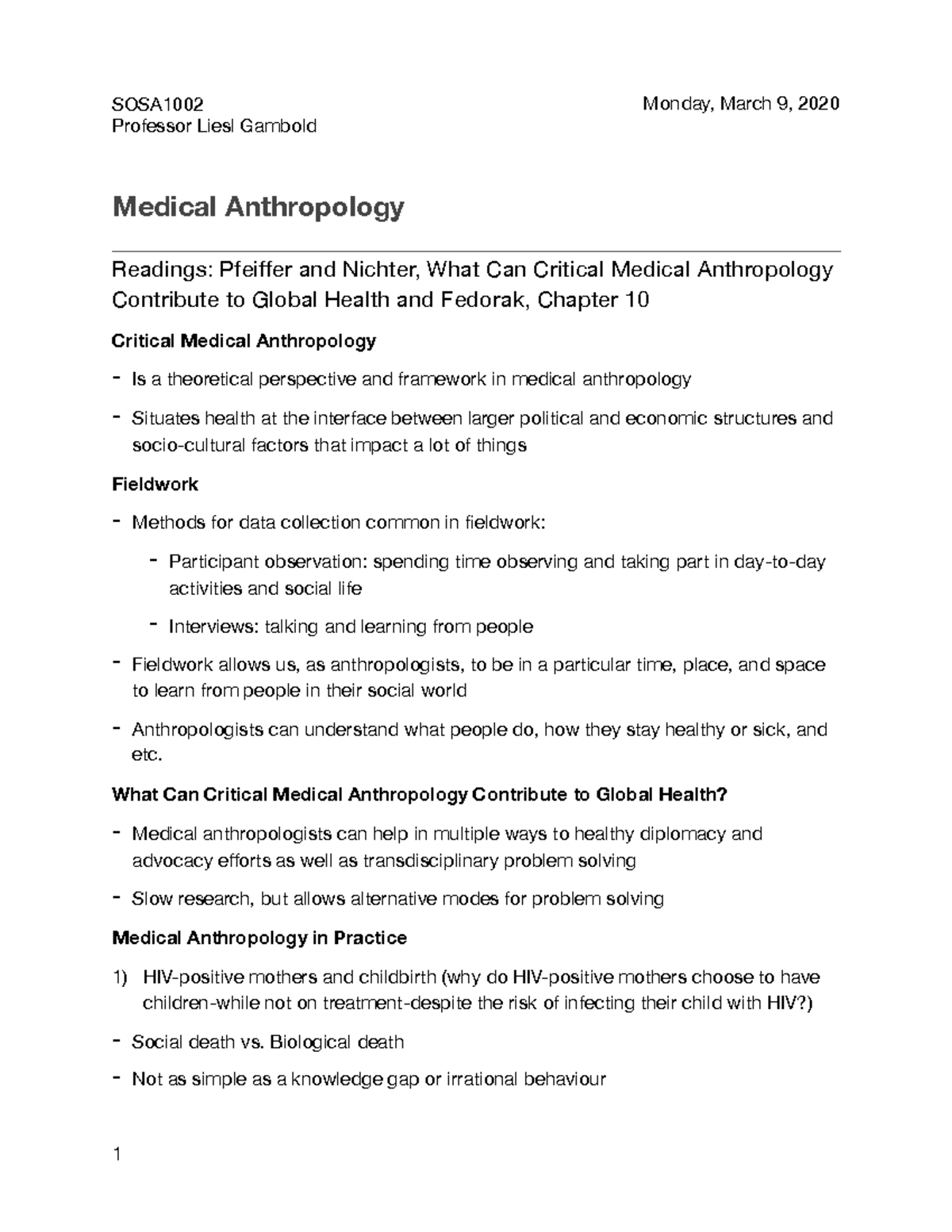 Medical Anthropology - What Can Critical Medical Anthropology ...