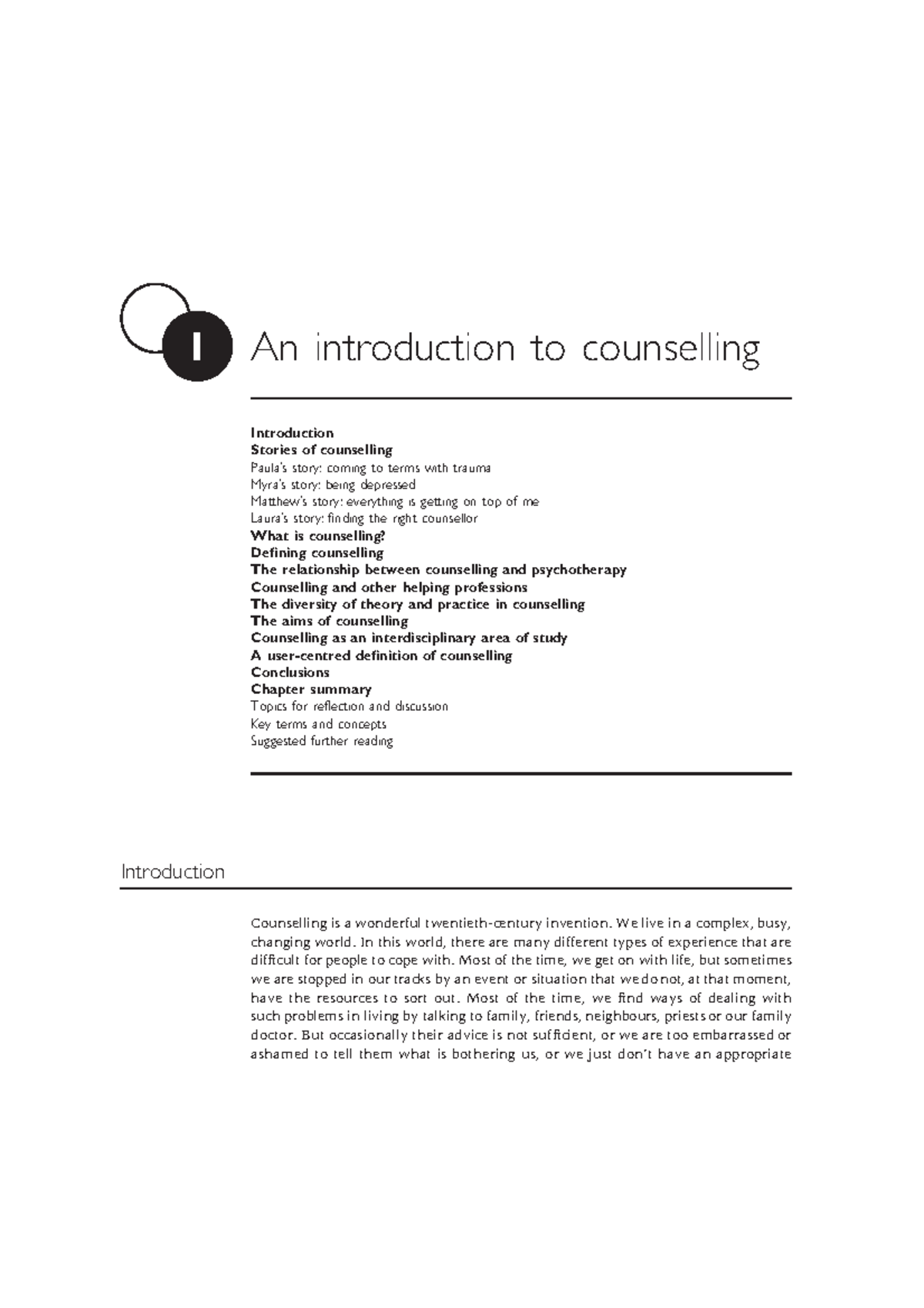 Introduction to counseling - 1 An introduction to counselling ...