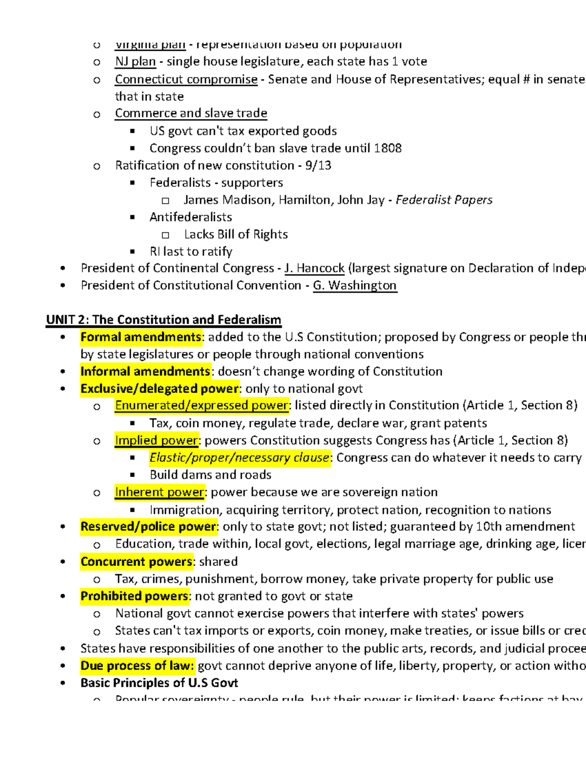 U.S GOVT-3 - govt notes - Virginia plan - representation based on ...
