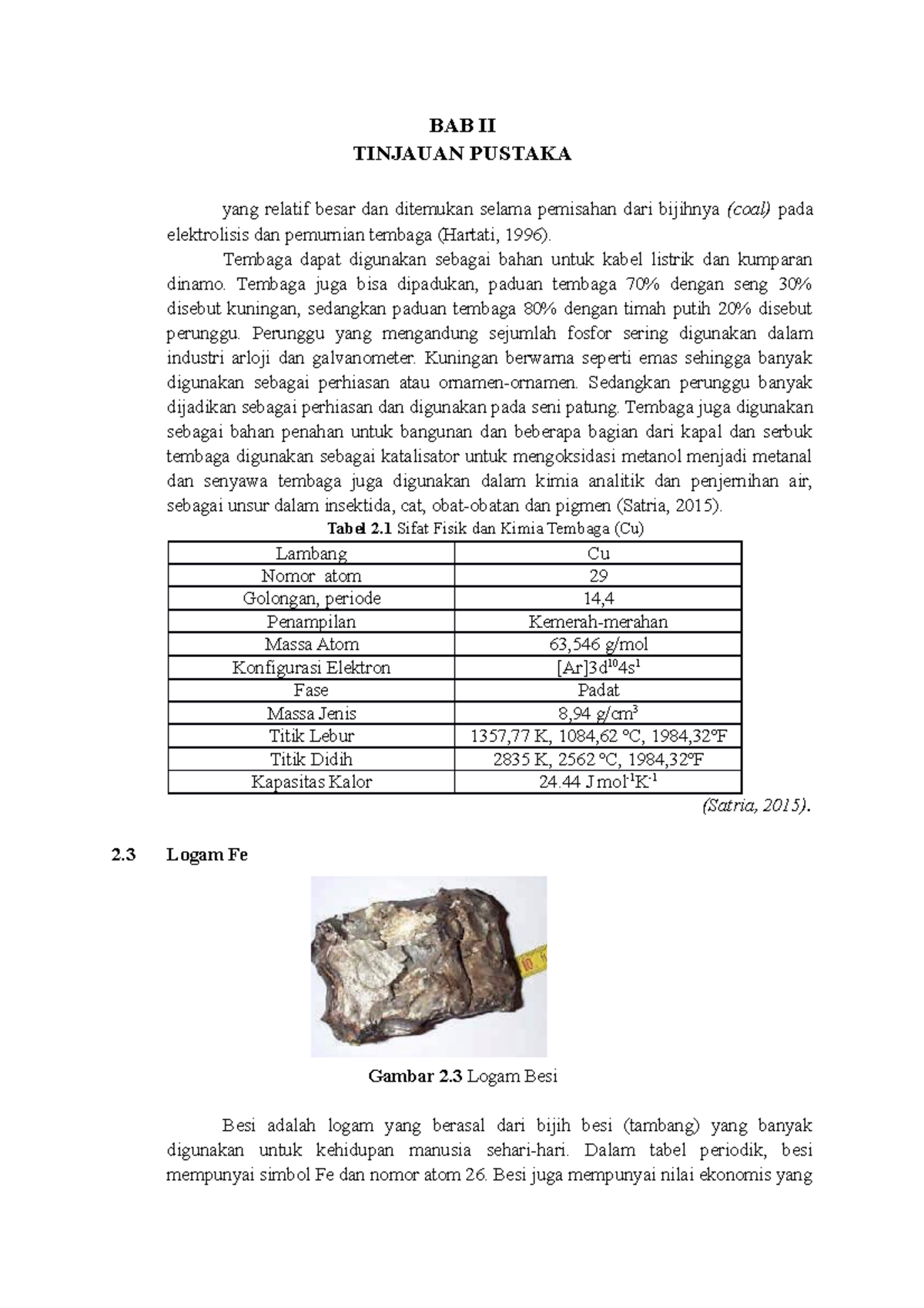 Laporan praktikum spesifikasi logam fe dan cu - BAB II TINJAUAN PUSTAKA ...