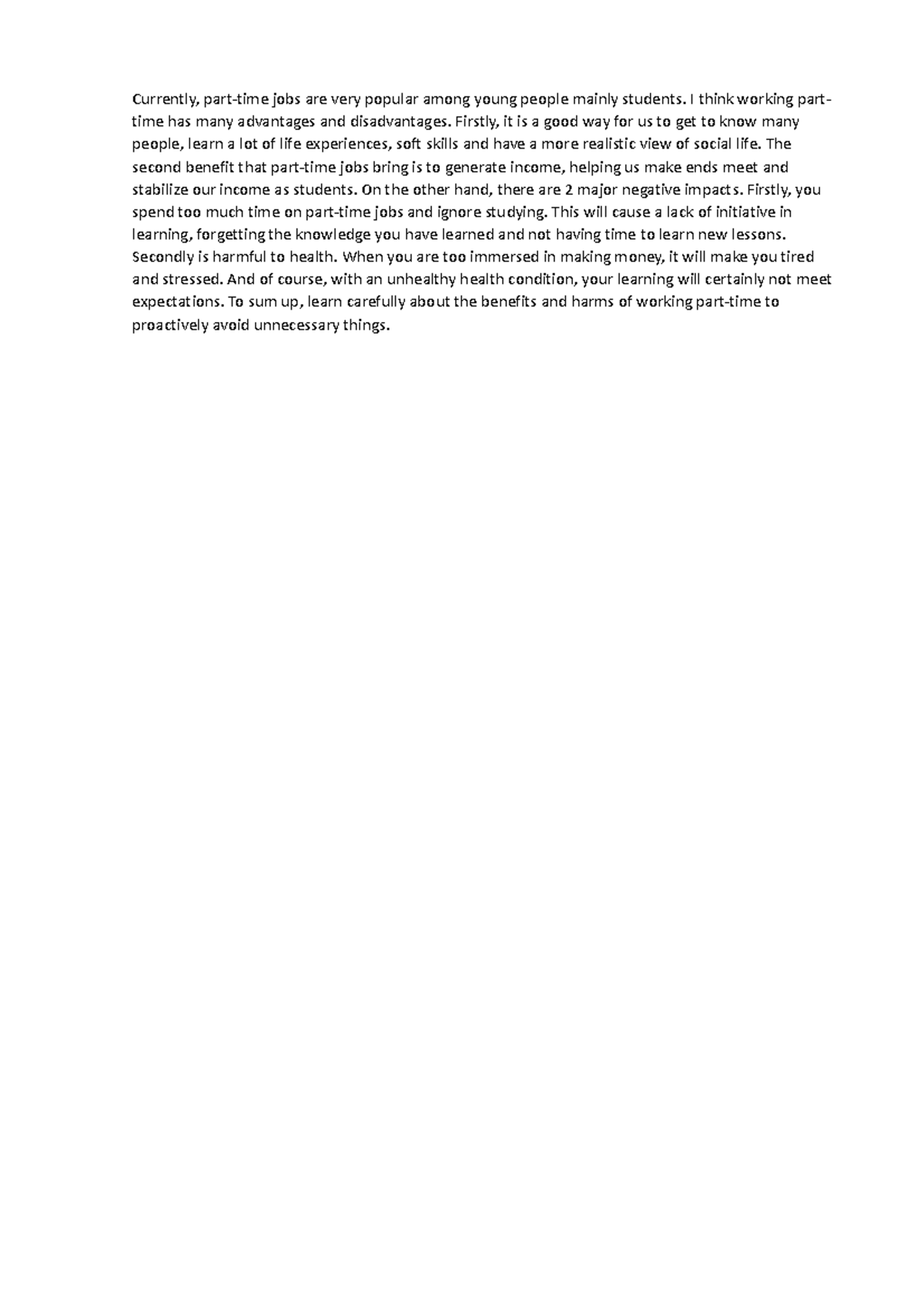 Advantages and disadvantages of working part time - Currently, part ...