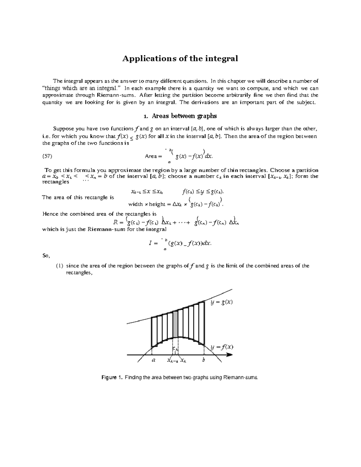 Applications of the integral - f · · · ( ) ( ) b − Applications of the ...