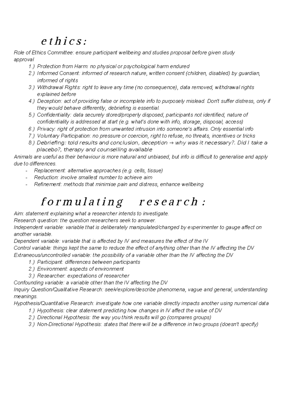 Science Inquiry Summary Notes - Psych SEM 1 - e t h i c s : Role of ...