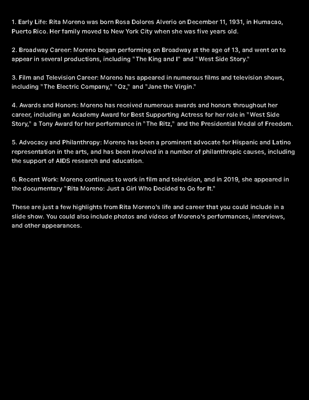 1. Early Life Rita Moreno was born Rosa Dolores Alverio on December ...