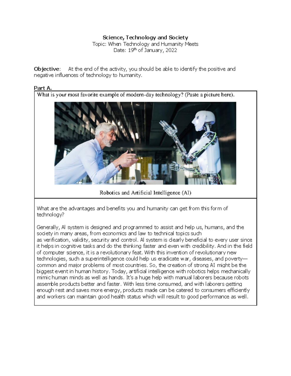 Practice Material in STS - Science, Technology and Society Topic: When ...