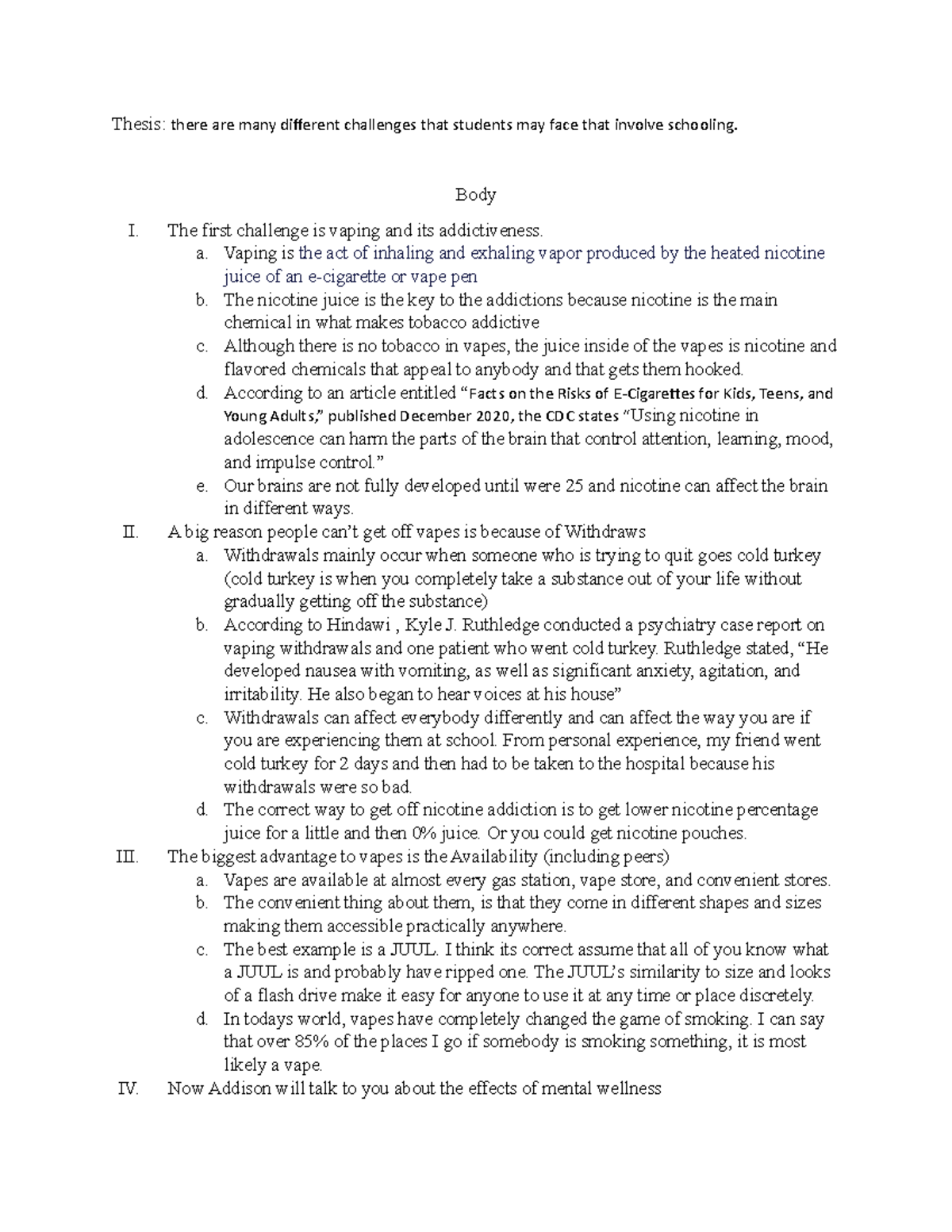 Group Speech - Thesis: there are many different challenges that ...