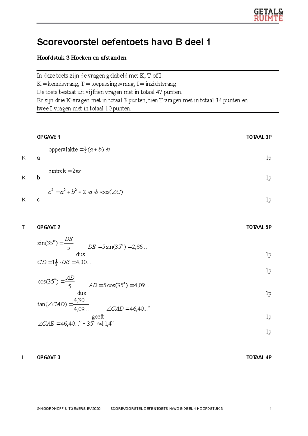 Oefentoets h3 scorevoorstel - Scorevoorstel oefentoets havo B deel 1 Hoofdstuk 3 Hoeken en ...