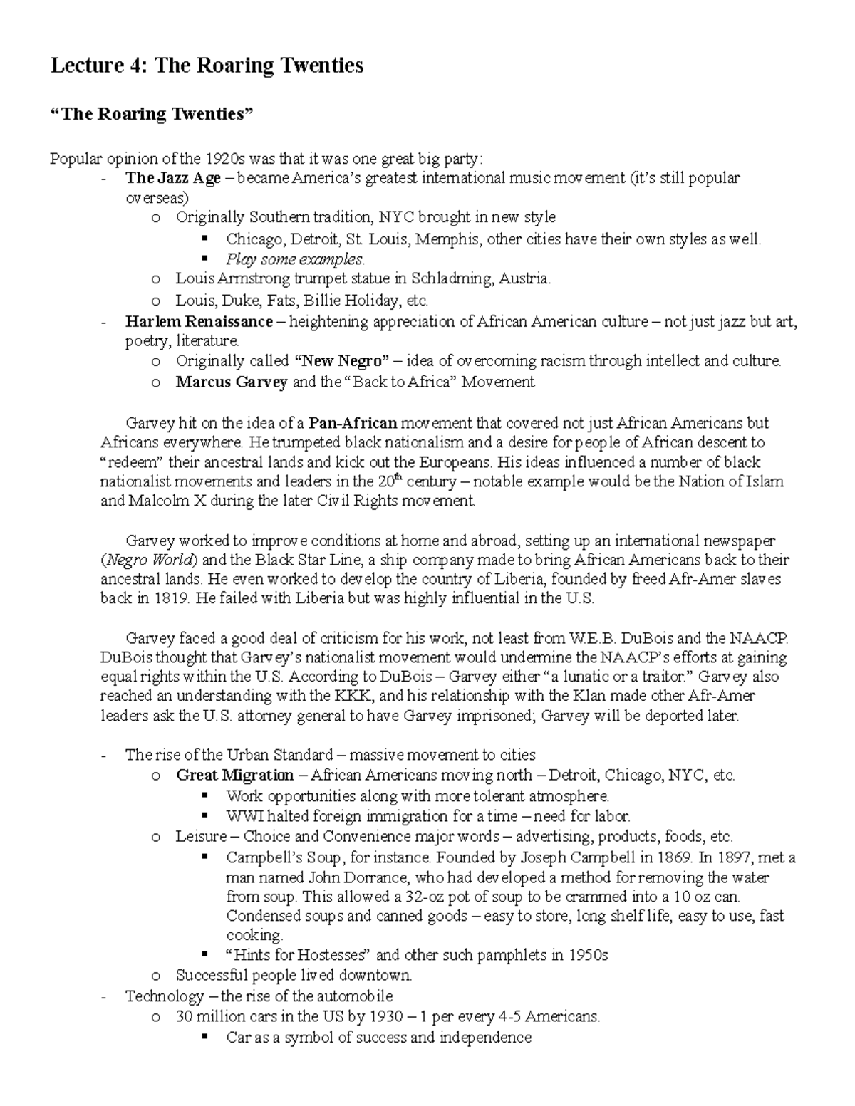 Lecture 4-USfrom 1865 - Lecture 4: The Roaring Twenties “The Roaring ...