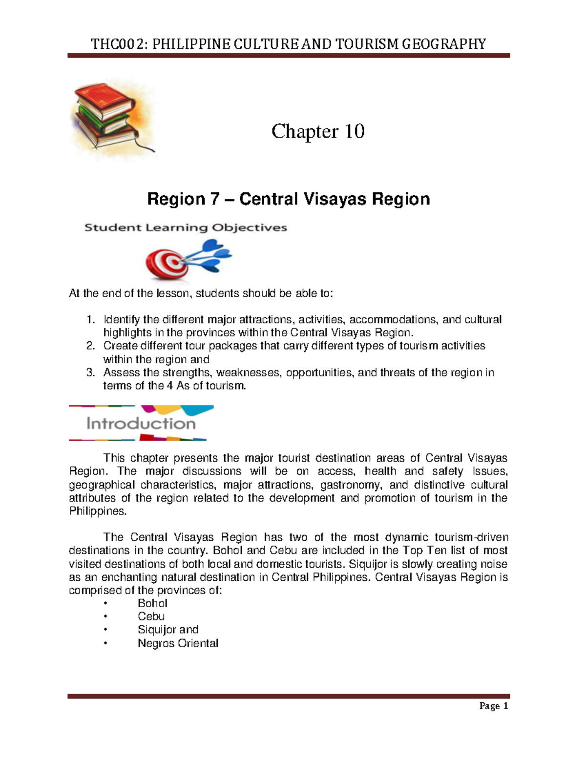 Chapter 10 - Philippine Tourism Geography AND Culture - Region 7 ...
