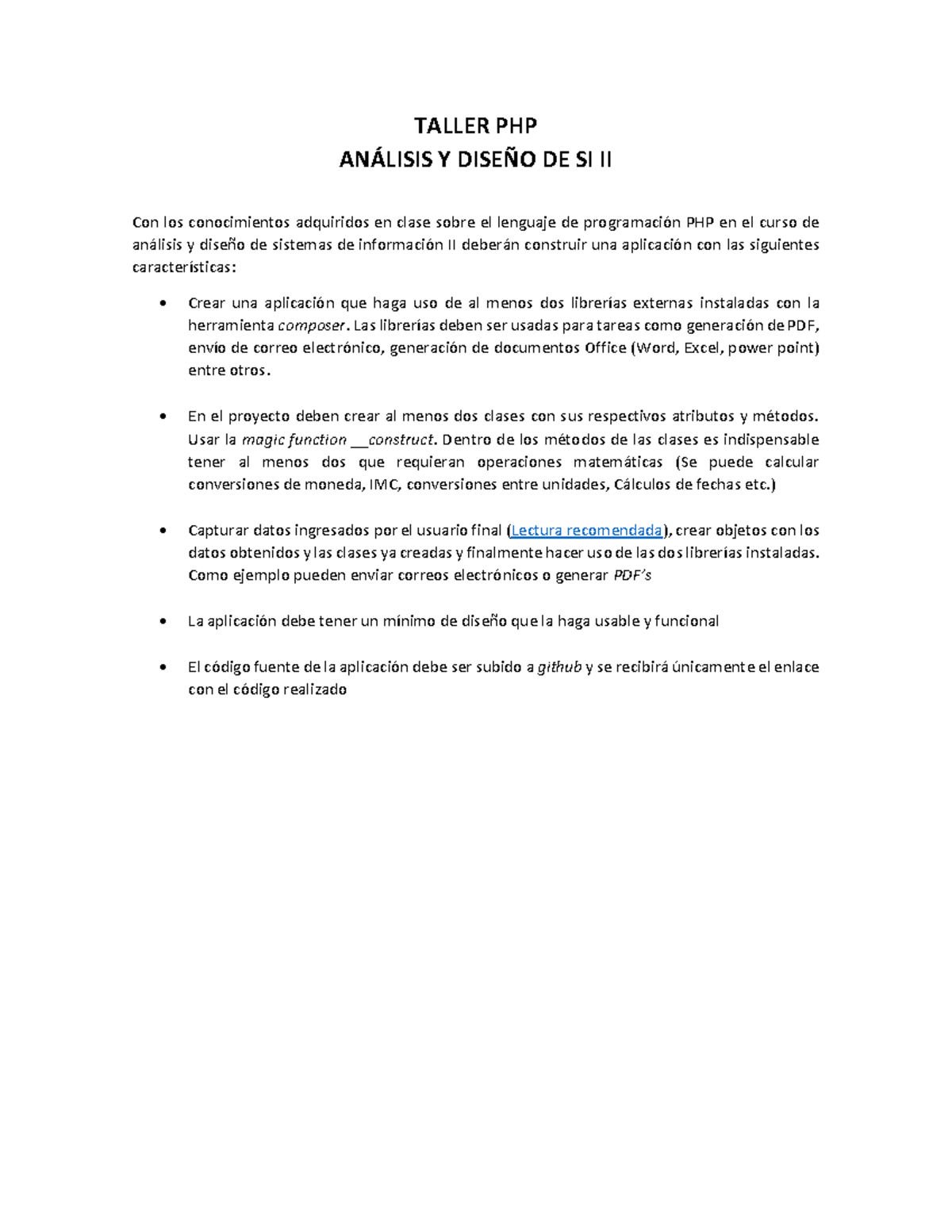 Taller PHP - ejercicios a desarrollar php traductor - TALLER PHP ANÁLISIS Y DISEÑO DE SI II Con ...