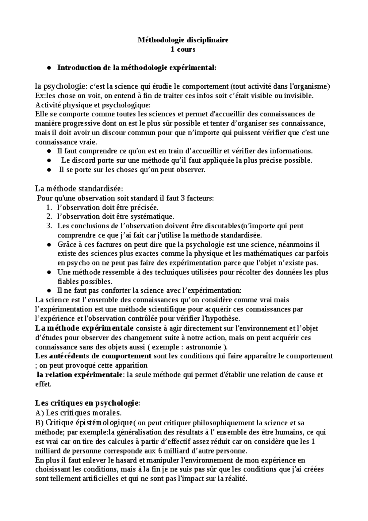Méthodologie disciplinaire - Méthodologie disciplinaire 1 cours ...