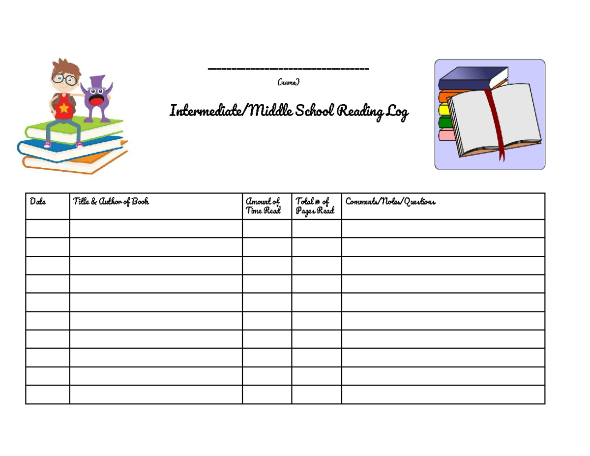 Intermediate Middle Reading Log - Ciencias sociales